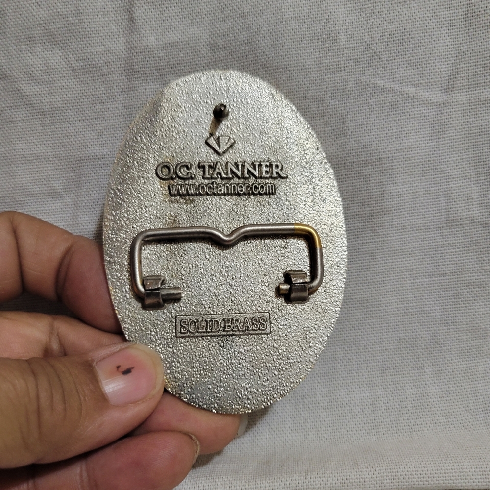 Vintage Oc Tanner Solid Brass Belt Buckle Silver And … - Gem
